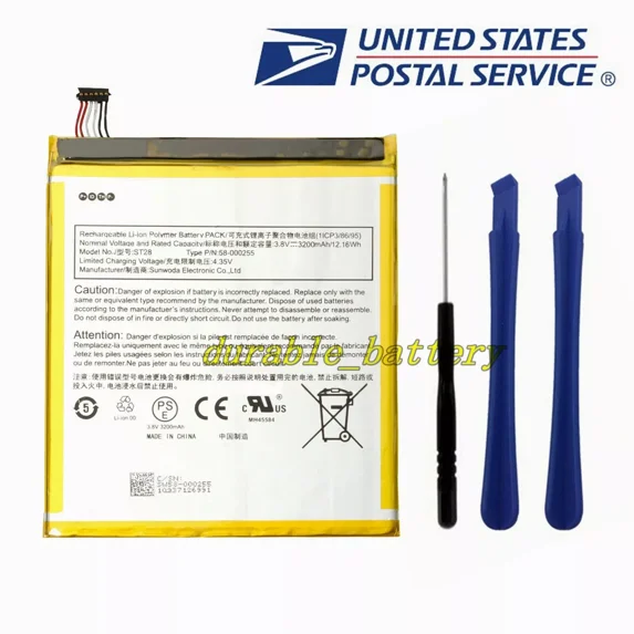 RHEA- 2980Mah Battery Mc-308594 For Amazon Fire 7 5Th Gen Sv98Ln Year ...