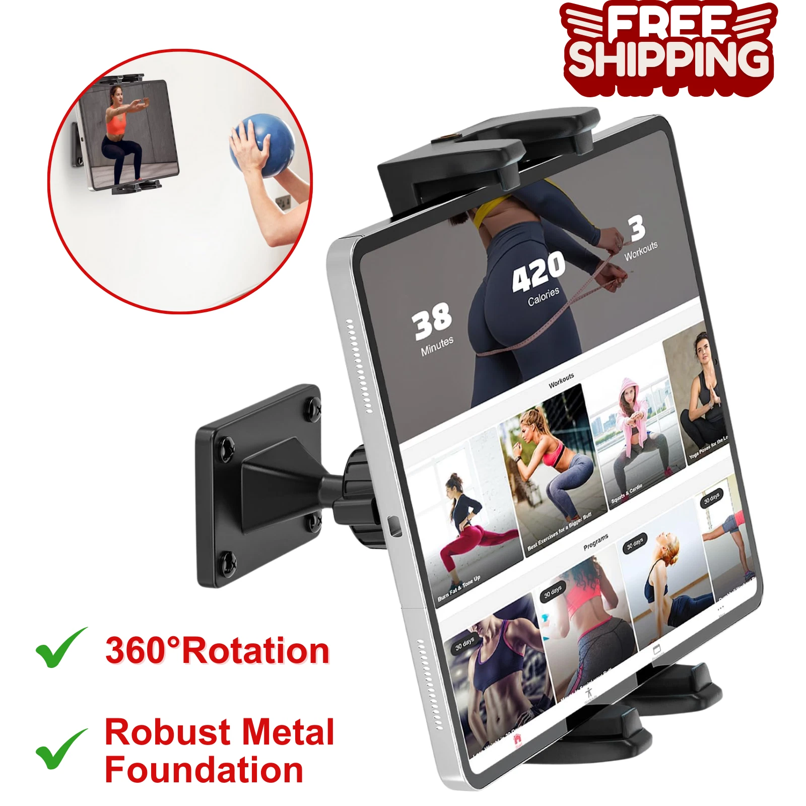 RHEA- Aluminum Heavy Duty Drill Base Tablet Holder Car Mount Dashboard, 360° Adjust - Walmart.com