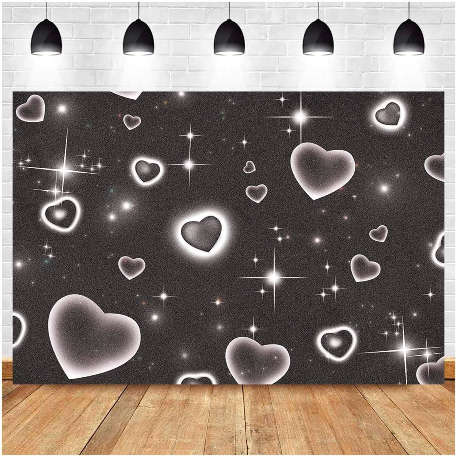 RHEA- Black Heart Early 2000S Photography Backdrops Baby Shower 7X5Ft ...