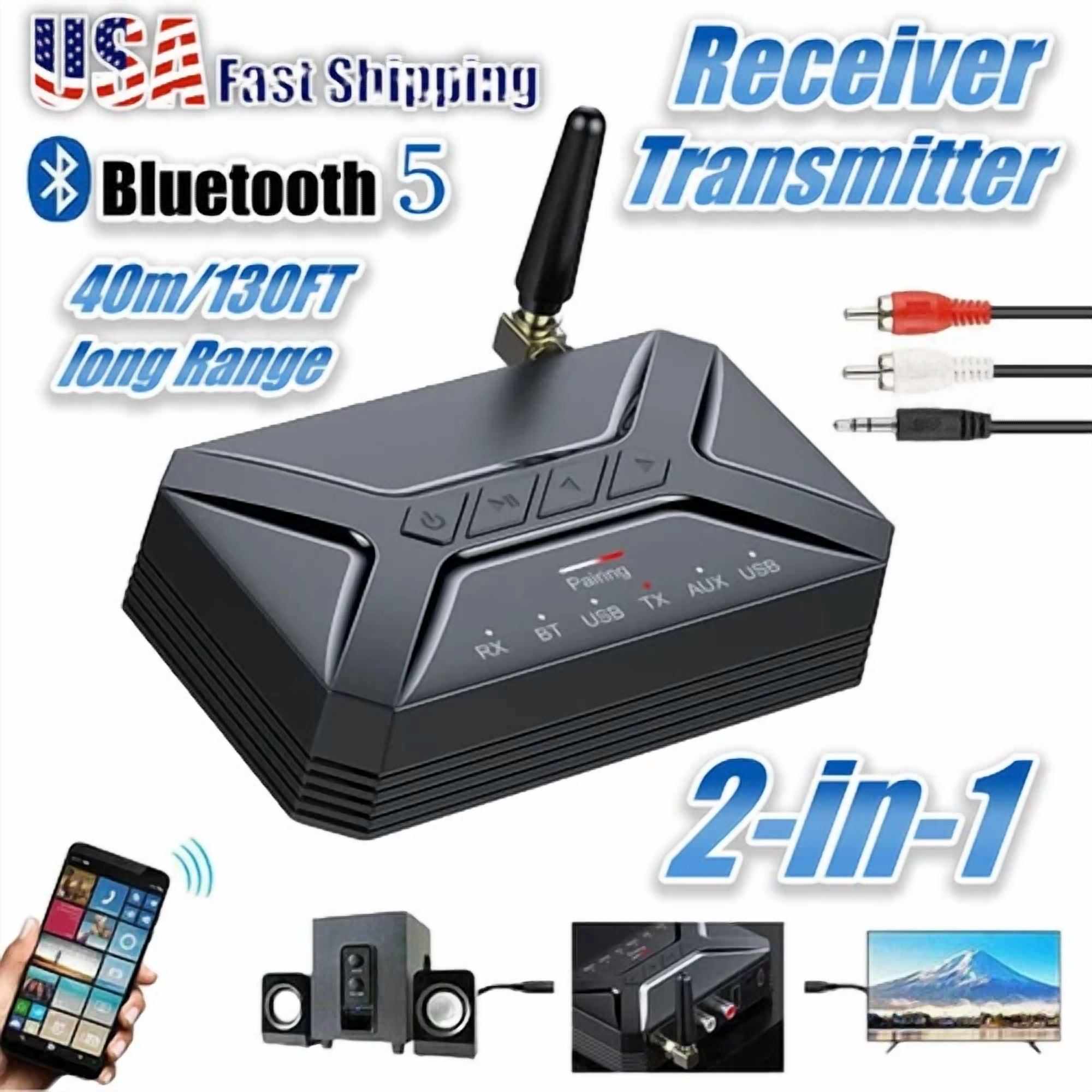 RHEA- Bluetooth Transmitter Receiver Adapter Long Range For Tv Home Car ...