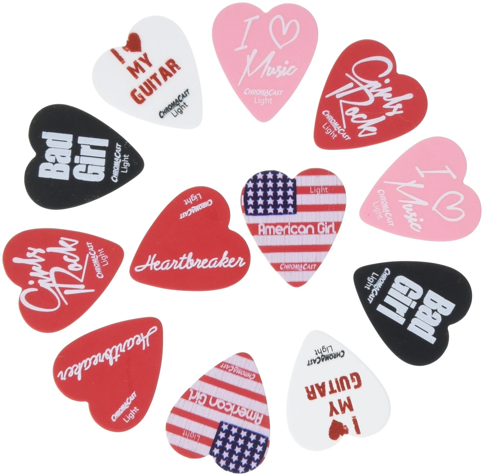 RHEA- Chromacast Cc-Hs-Lt Heart Shaped Picks, Light, 12-Pack - Walmart.com
