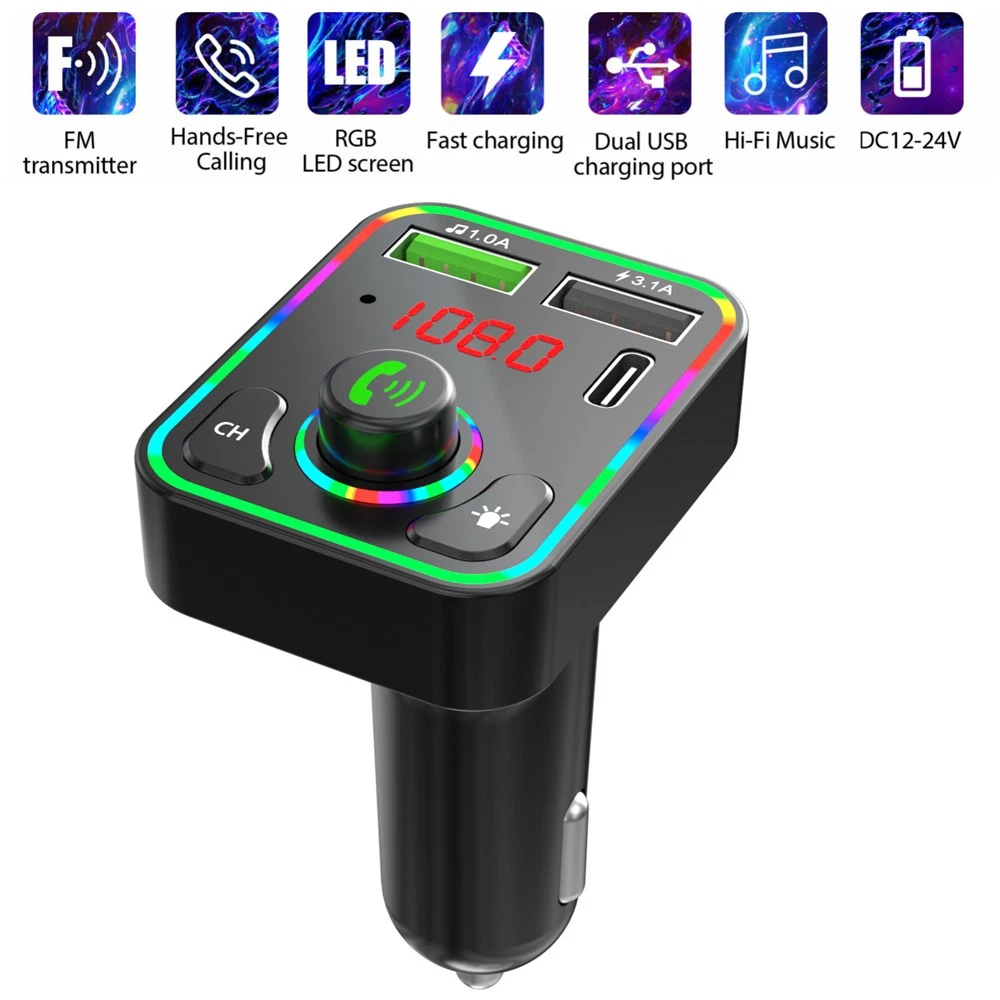 RHEA- Dual Usb Car Fast Charger Bluetooth 5.0 Fm Transmitter Radio Mp3 ...