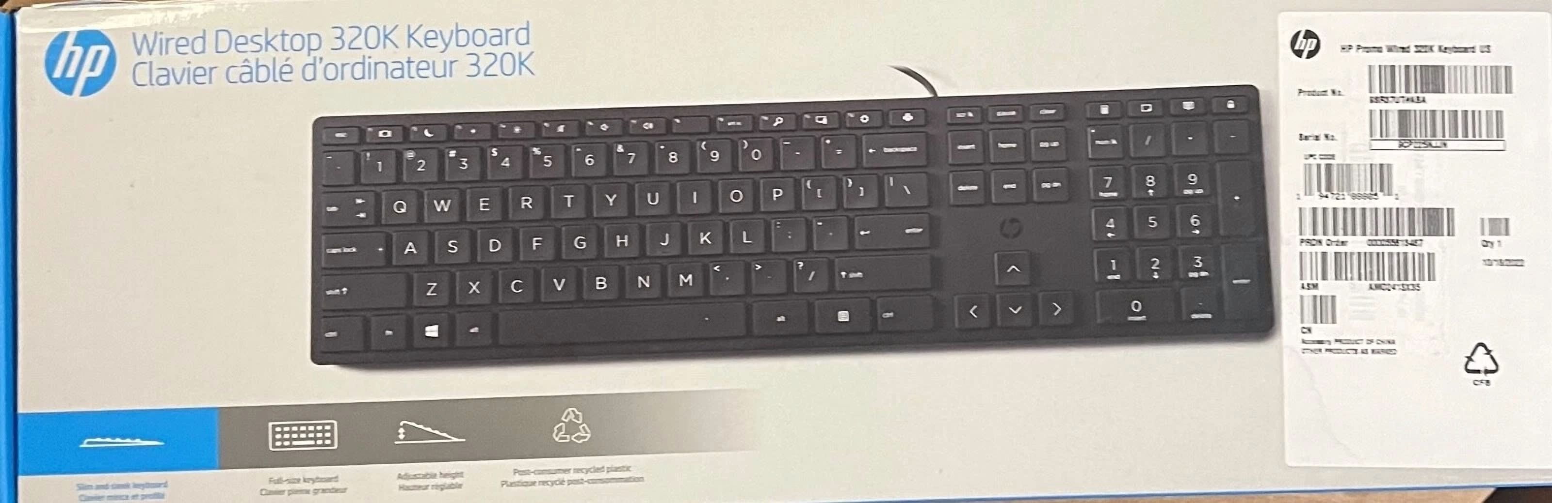 RHEA- Hp Keyboard Halley Dib Usb L96909-001 Smart Wired 320K Slim Black ...