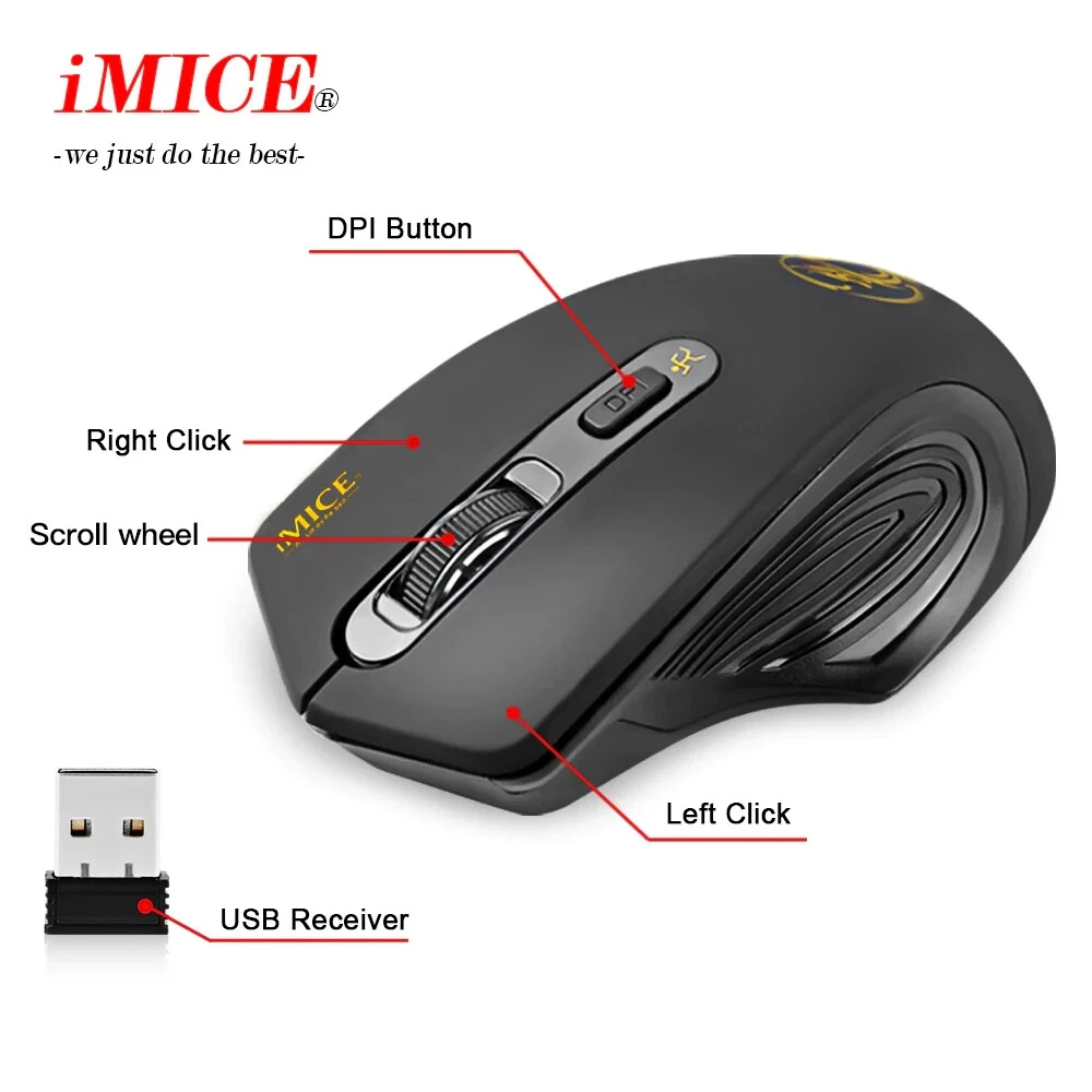 RHEA- Imice 2.4Ghz Wireless Optical Mouse W/Lighted Scroll Wheel And ...