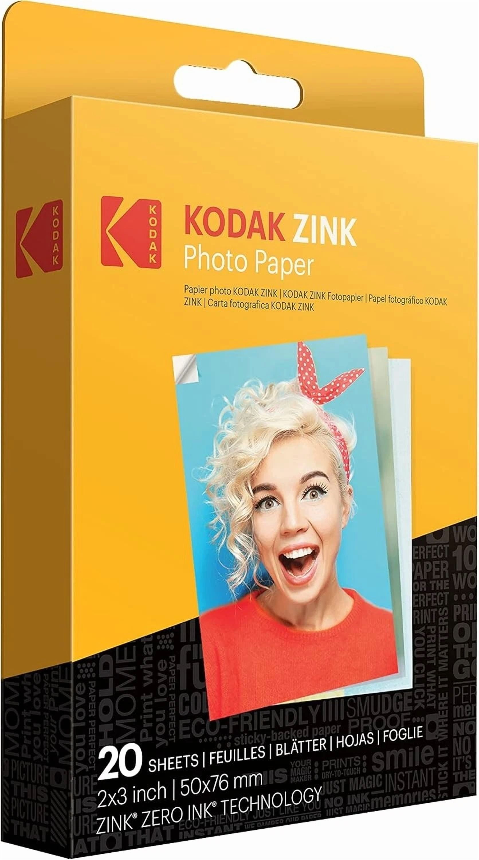 RHEA- Kodak 2X3” Premium Zink Photo Paper - 20 Sheets Sticky-Backed ...