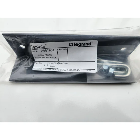 RHEA- Legrand Cablofil R-0403-06-Zn-Bk Runway Wall Angle Support Kit ...