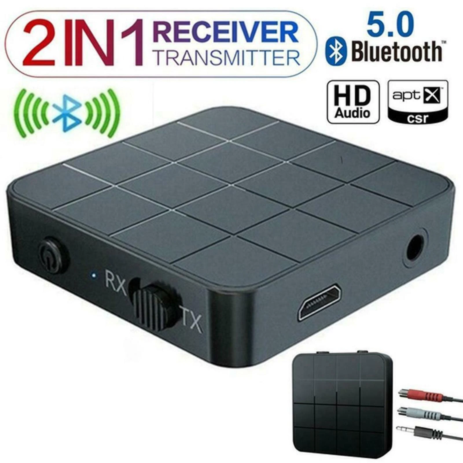 RHEA- Portable 2-In-1 Bluetooth 5.0 Transmitter&Receiver Stereo Music ...