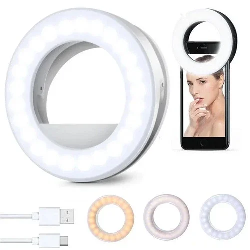 RHEA- Portable Selfie Ring Light Rechargeable Clip-On 40Led Fill Light ...