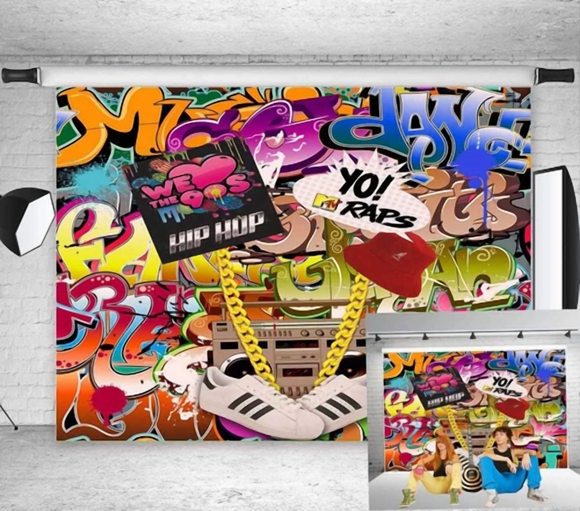 RHEA- Qian 7X5Ft Hip Hop Graffiti Theme Photography Backdrops 80S 90Th ...