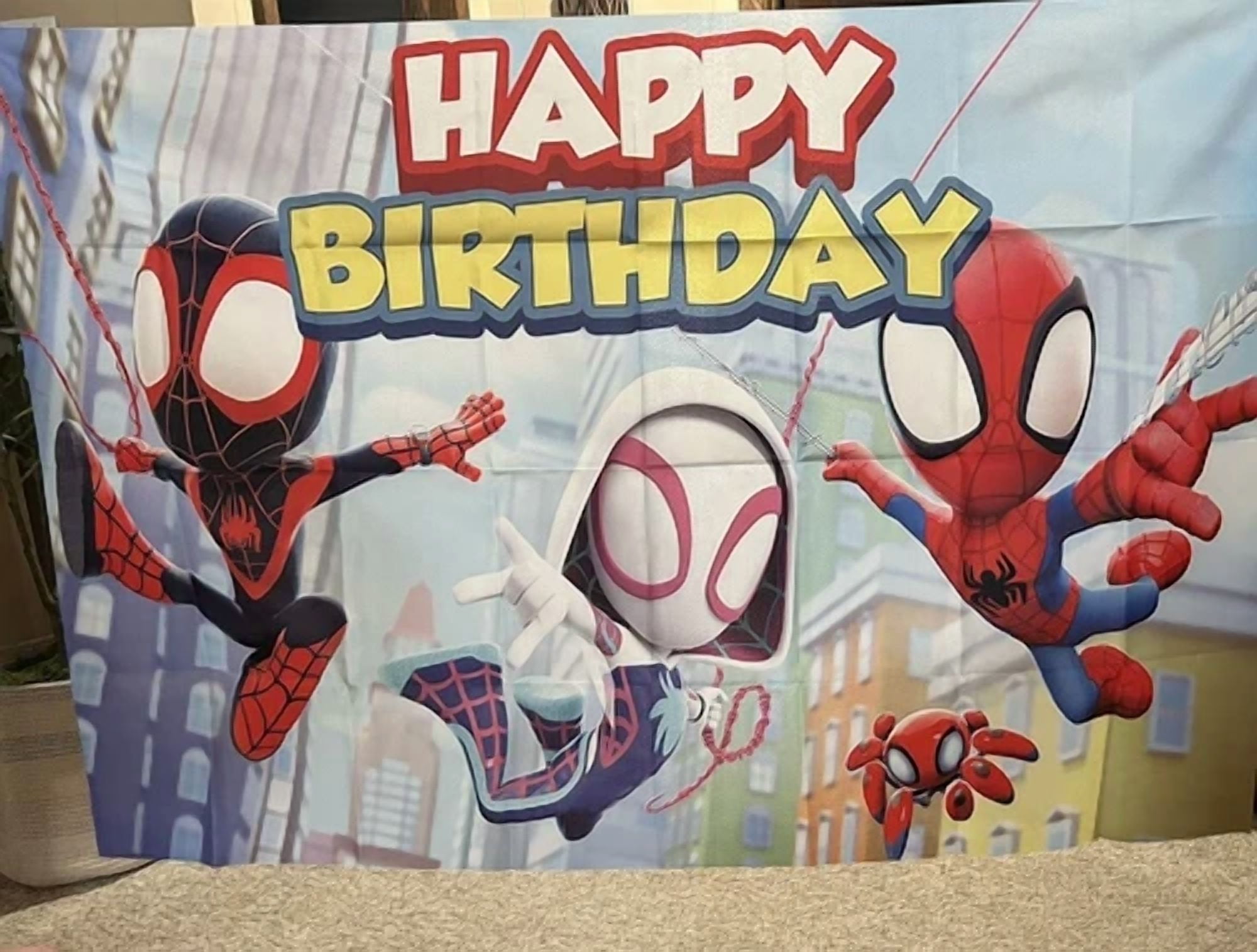 RHEA- Spider Man Happy Birthday Banner Flag 3X5 Ft Backdrops Boy ...