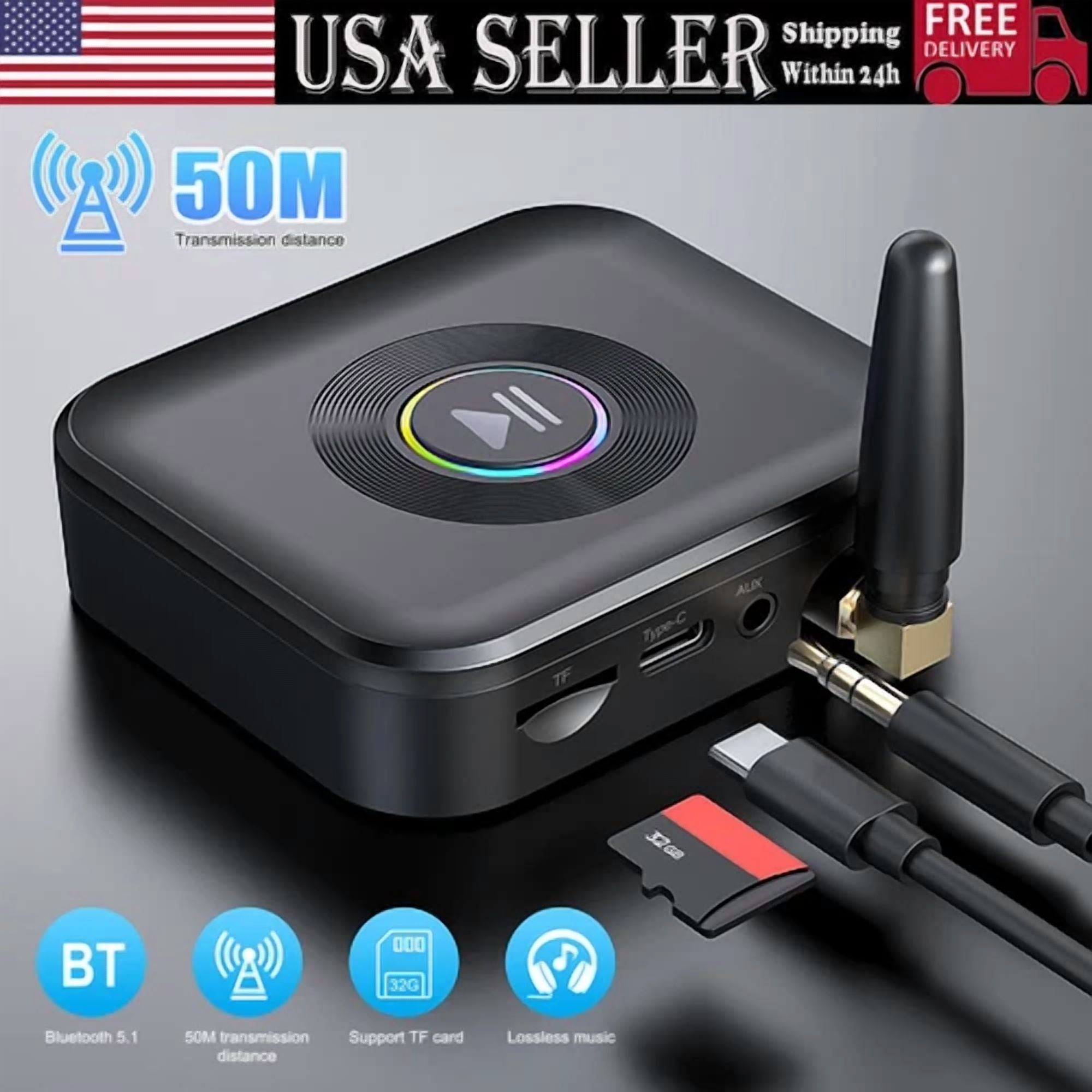 RHEA- Wireless Receiver Stereo Adapter Bluetooth Range 50M Audio ...