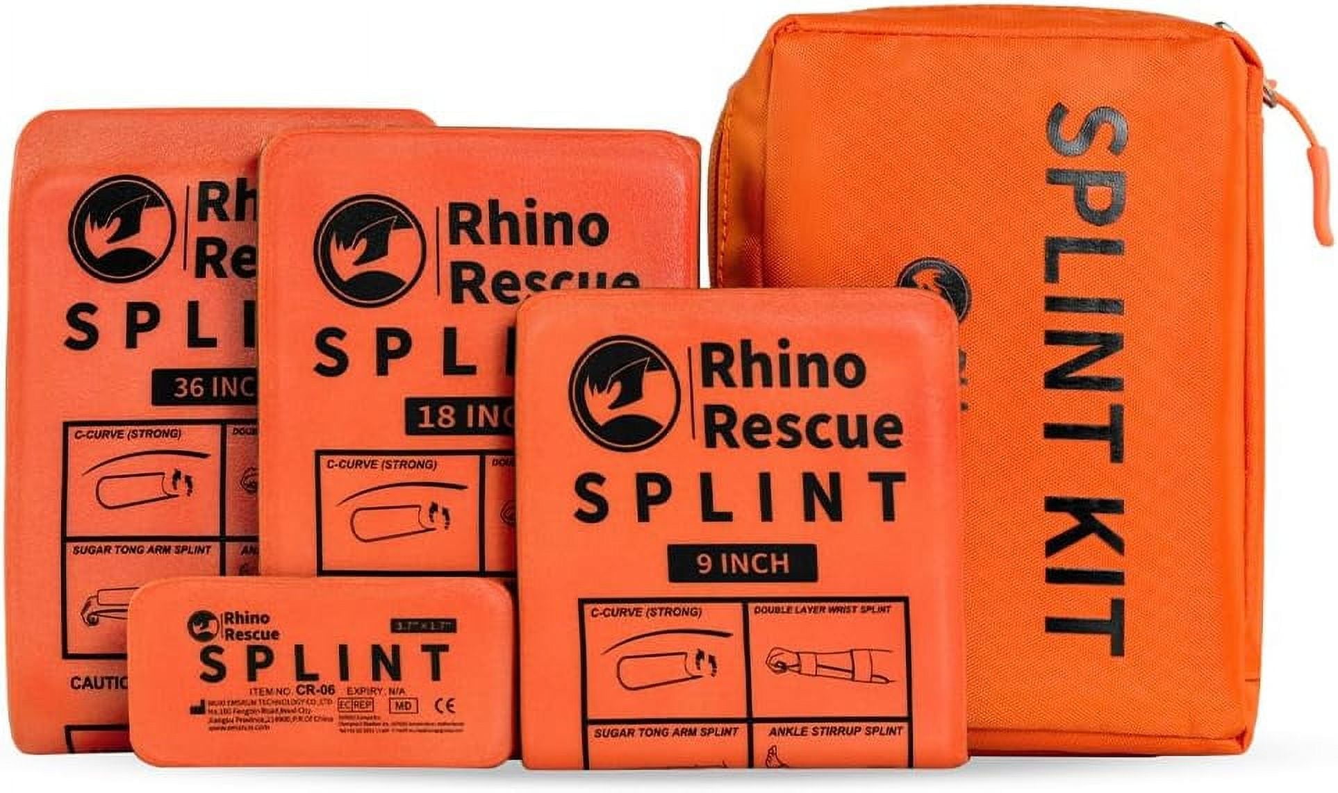 RHINO RESCUE Multi-Size First Aid Splint Set - 36/18/9 Inch & Finger, 4 ...