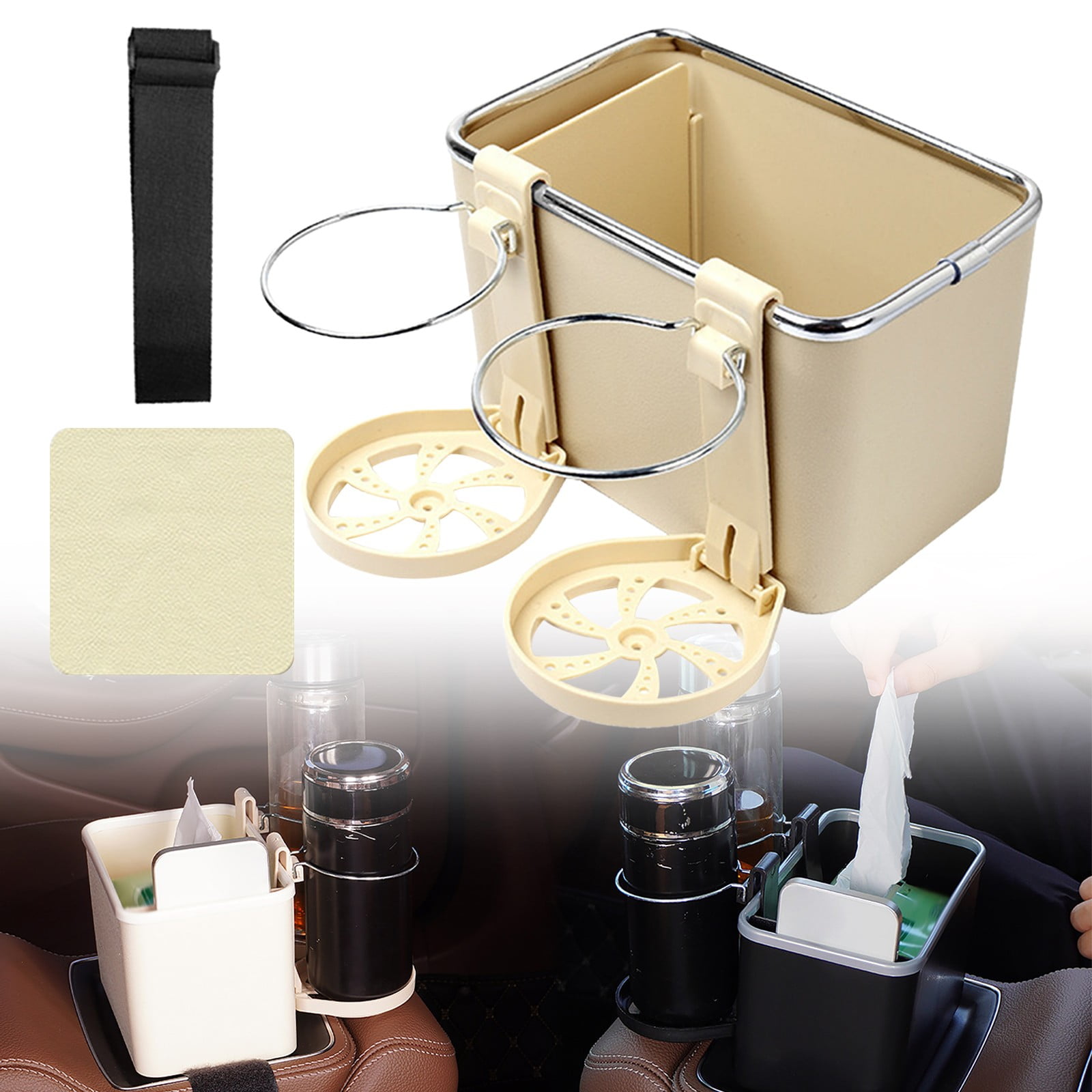 RHKT Car Armrest Storage Box with 2 Cup Holders Between Car Seat ...