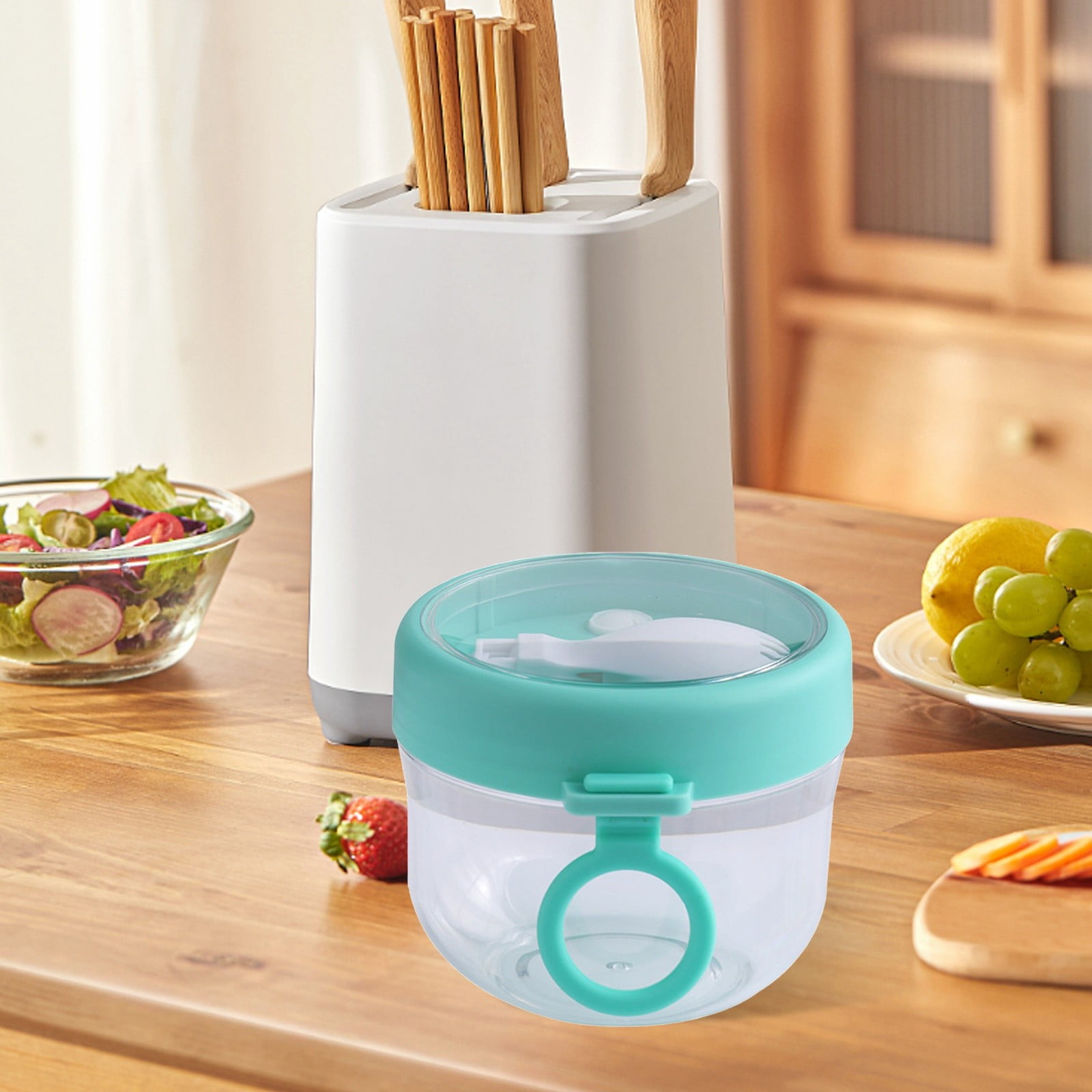 RHKT Overnight Oat Containers with Spoons, Portable Plastic Yogurt Jars ...