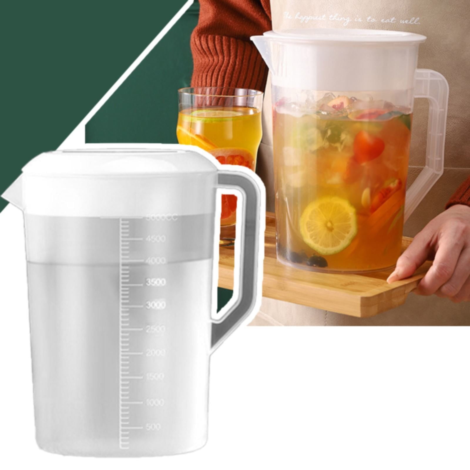 RHKT Pitcher with Lid, Large Plastic Ice Tea Jug for Fridge, Sun Tea ...