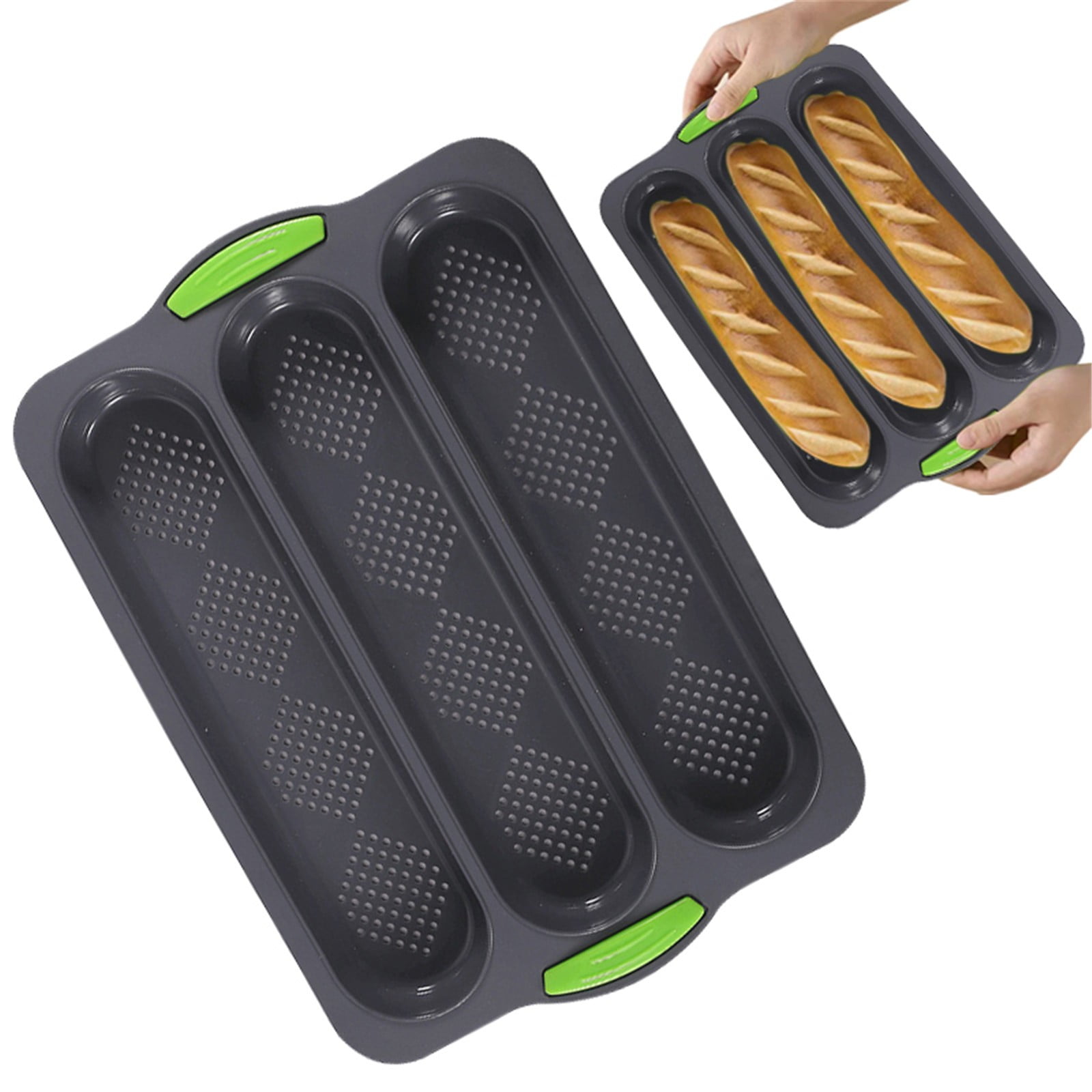RHKT Silicone Baguette Pan Non-Stick French Bread Baking Mould - 3 Wave ...