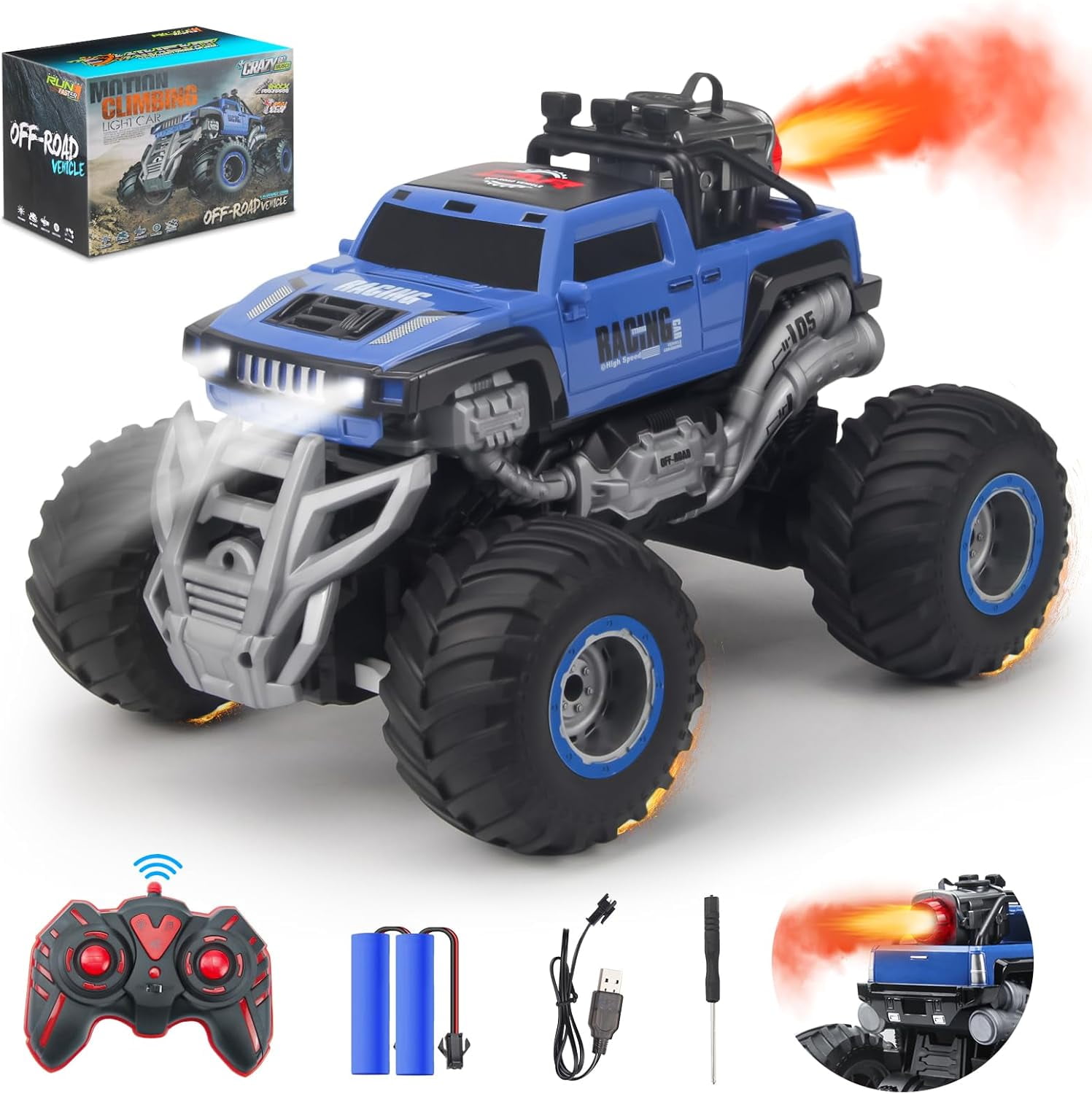 RHYBOR 1:16 Scale All Terrain Spray RC Car Pickup Truck for Boy and ...