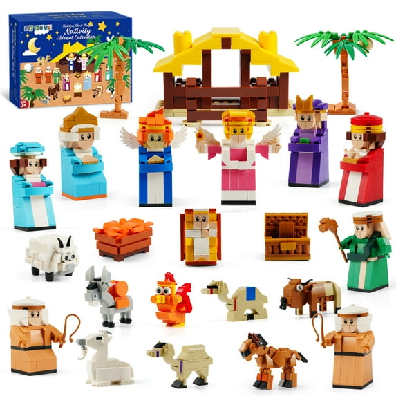 RHYBOR Nativity Advent Calendar 2025, 24 Days Building Blocks Kits ...