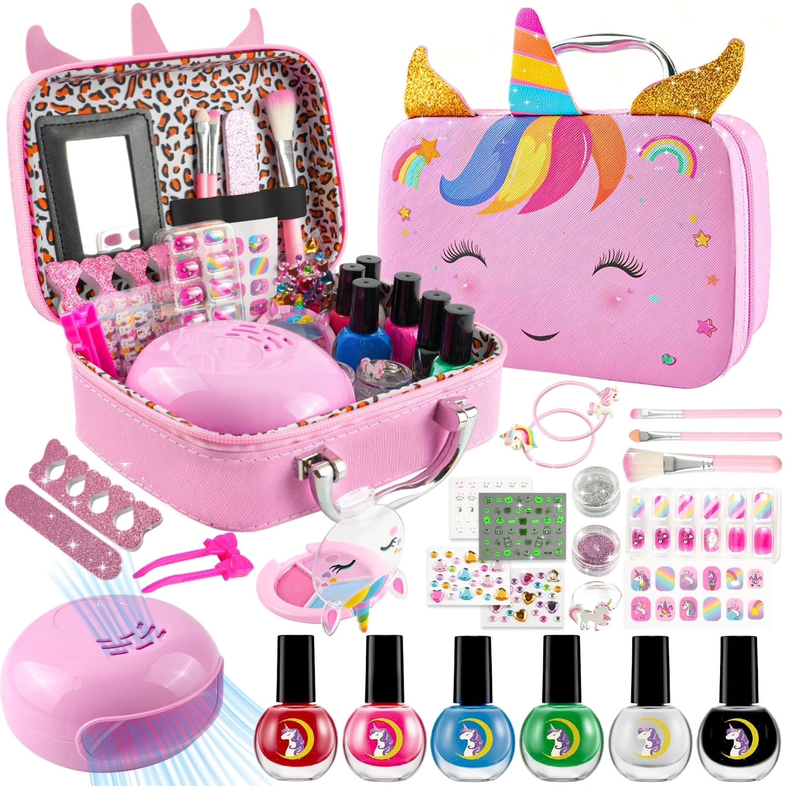 RHYBOR, Kids Nail Art Kit with Dryer & Stickers, 6 Polishes - Walmart.com
