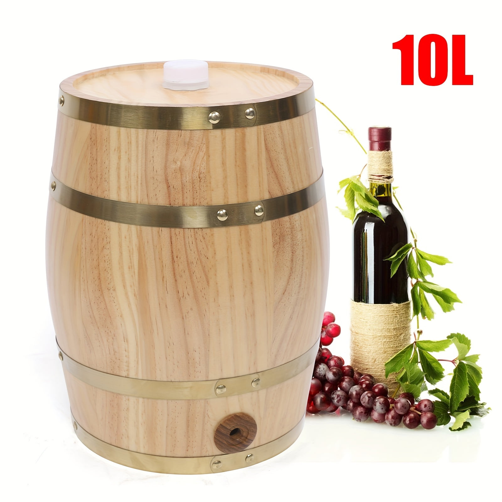 RHYFJJUI2 10L Barrel Wood Storage Wine Brandy Whiskey Beer Dispenser ...