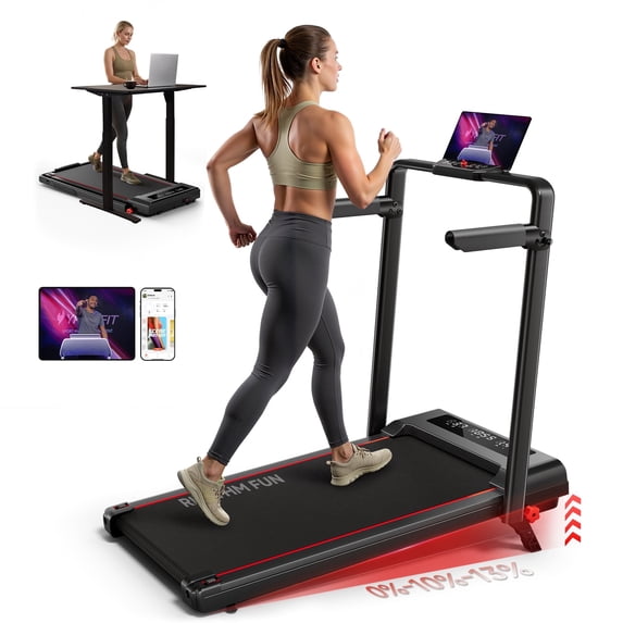 RHYTHM FUN Walking Pad with Incline, Foldable Walking Pad Treadmill ...