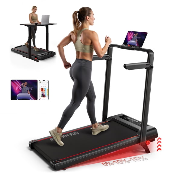 RHYTHM FUN Walking Pad with Incline, Foldable Walking Pad Treadmill ...