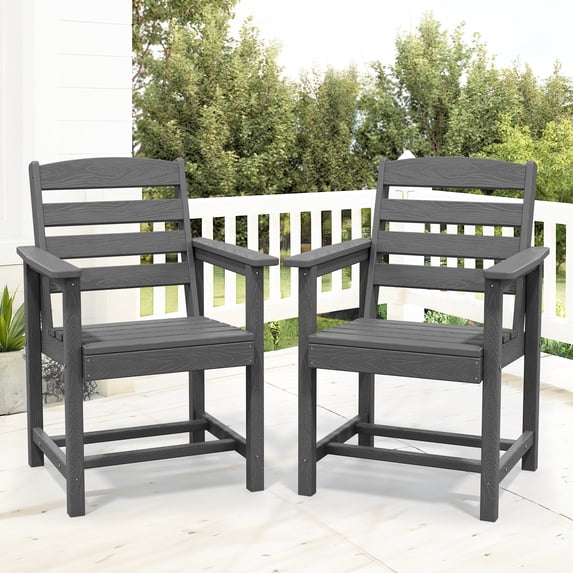 RIAFUN 2PC HDPE Outdoor Patio Dining Chairs, Weather Resistant All ...
