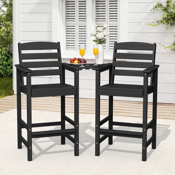 RIAFUN HDPE Height Bar Stools Set of 2 with Removable Connecting Table ...