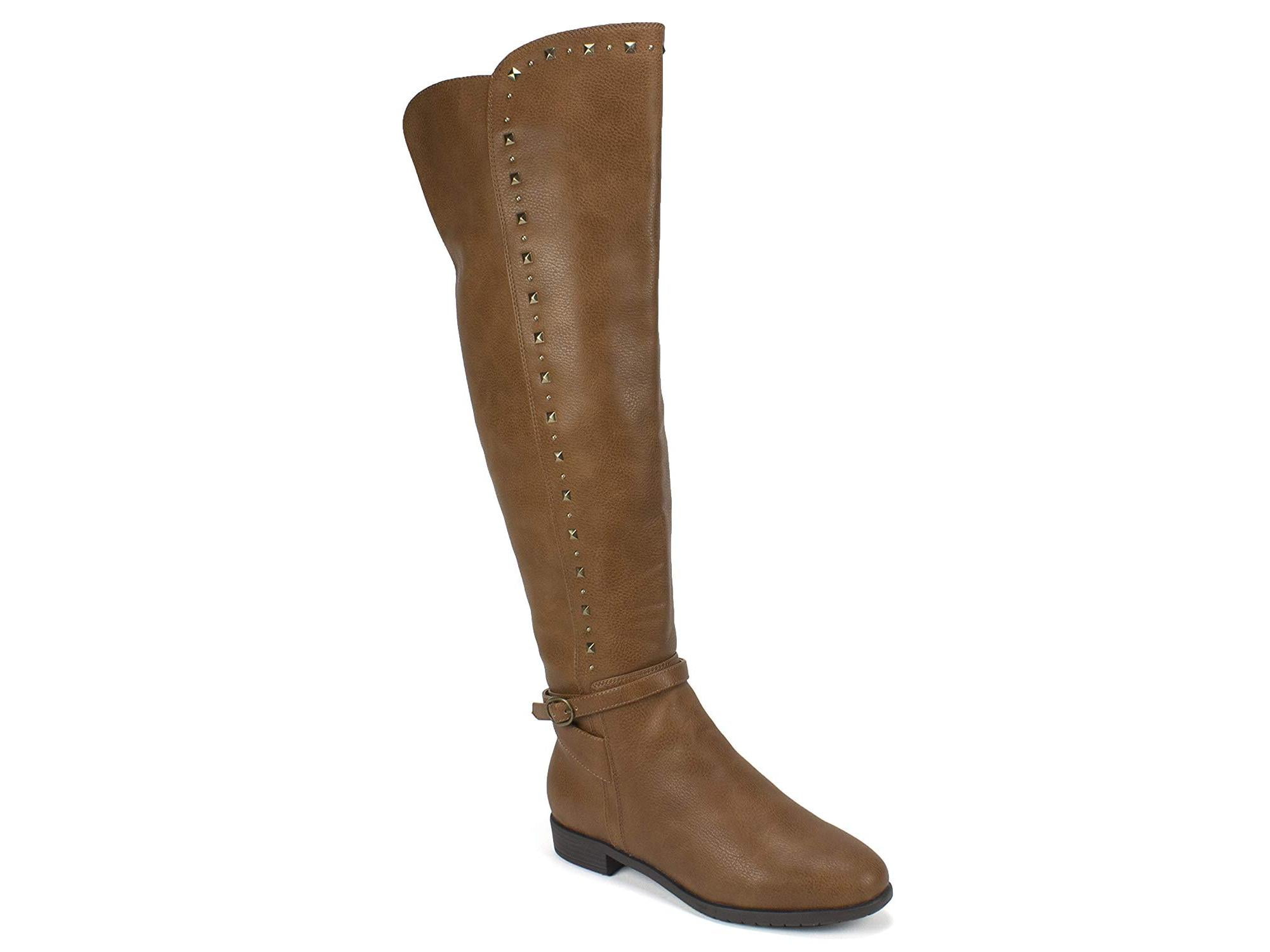 Rialto Womens Ferrell Almond Toe Knee High, Size 7.5, Cognac Smooth ...