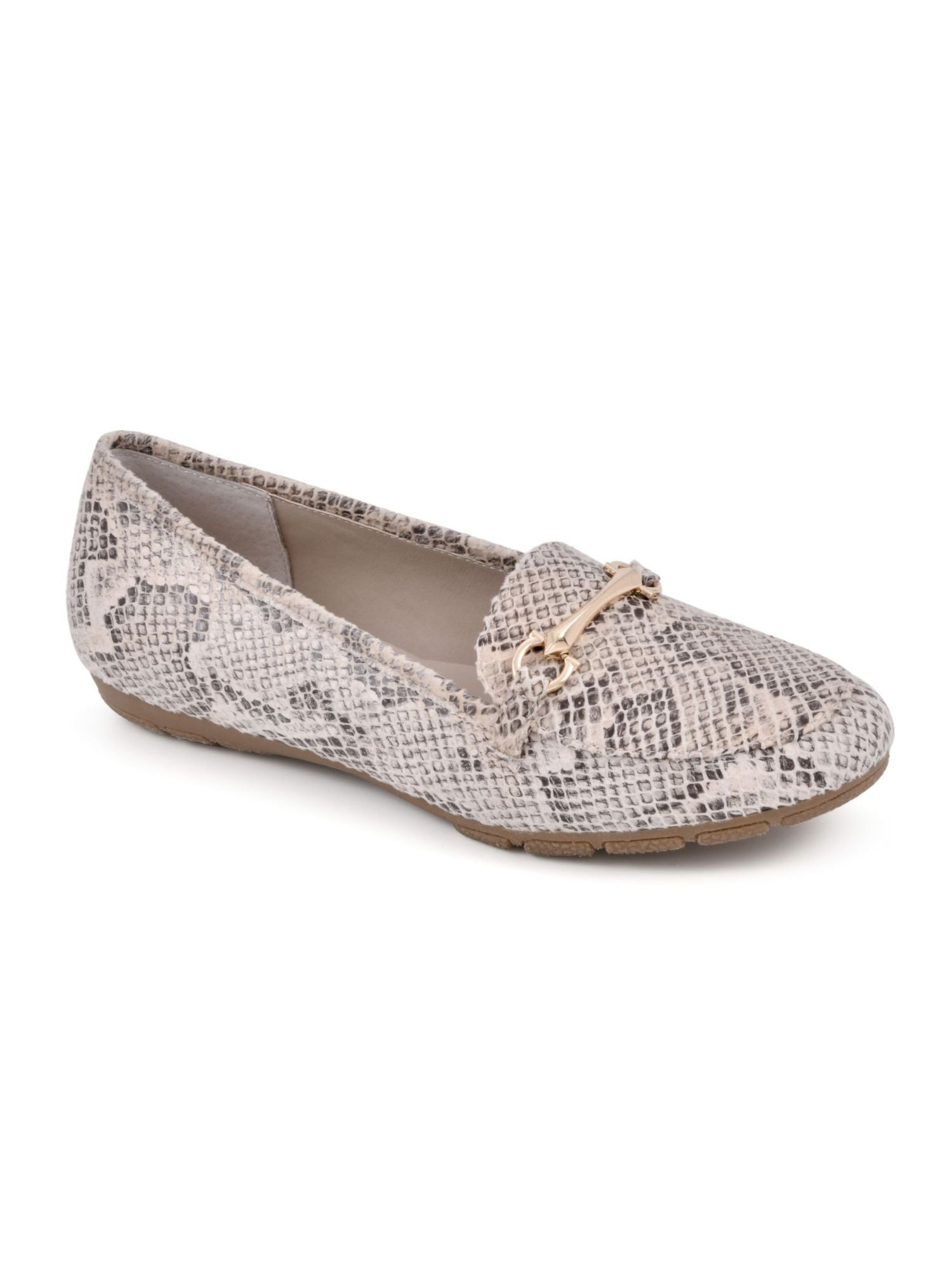 RIALTO Womens Beige Snake Print Metallic Bit Comfort Padded Treaded ...