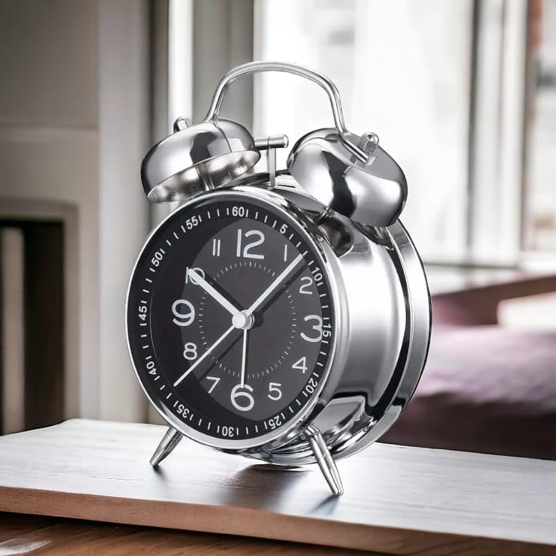 RIANZ Steel Metal Twin Bell Alarm Analog Clock For Heavy Sleepers 1 Pc Metallic Black - Walmart.com