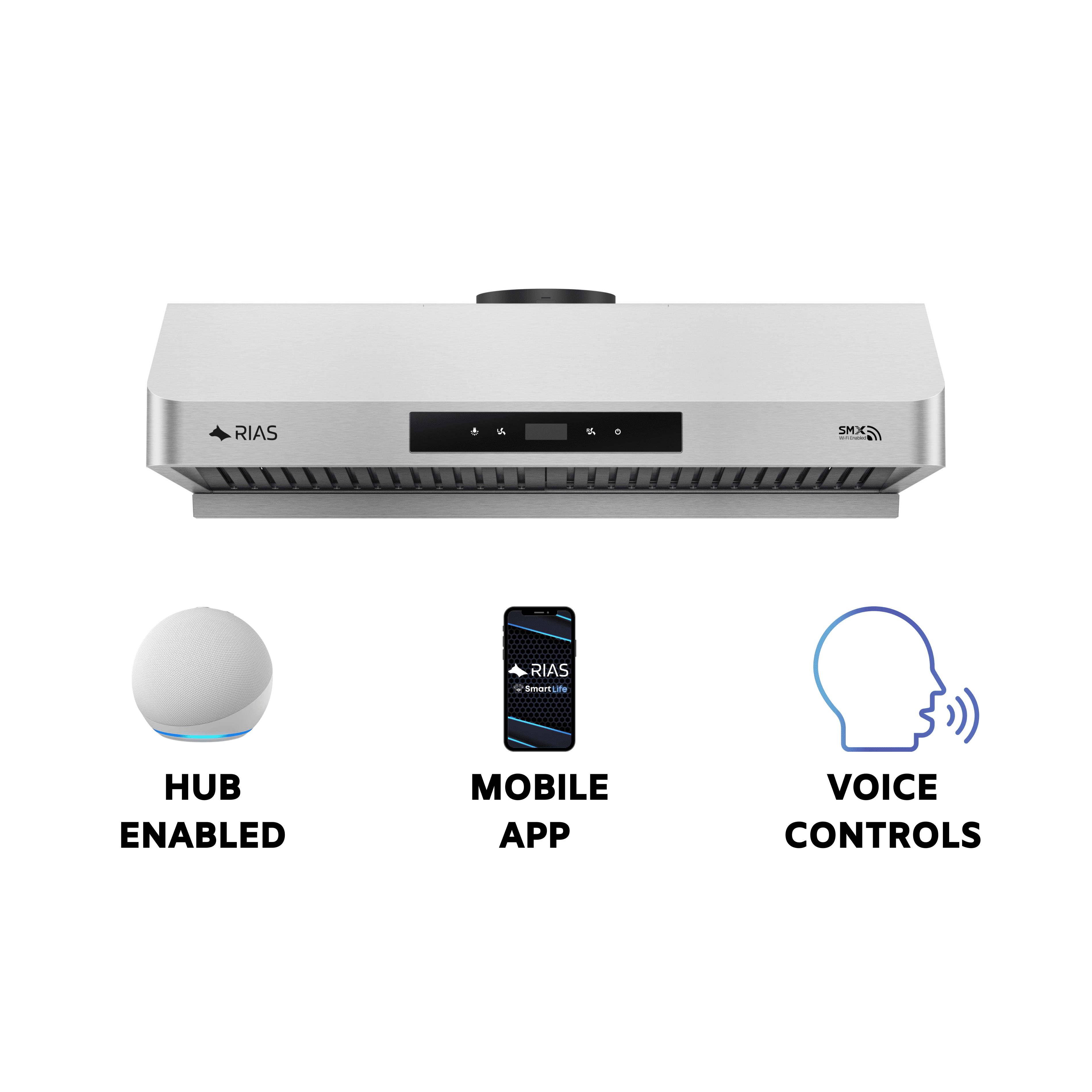 RIAS 30 in. Smart Home Pro-Style Kitchen Vent Air Stove Exhaust Under ...