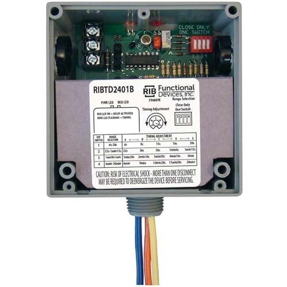 (RIB) RIBTD2401B Enclosed Time Delay Relay Hi/Low sep 20Amp SPDT 24 ...