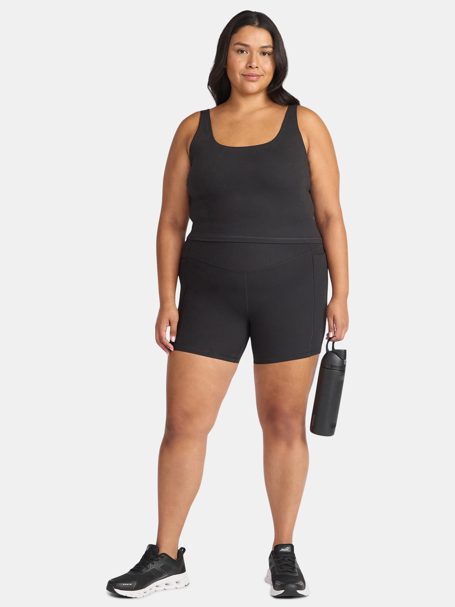 Avia Women's and Women's Plus Ribbed SoftSculpt Bike Shorts, Sizes XS-4X - Walmart.com