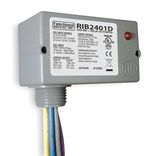 RIB2401D 10 AMP, 24VAC/DC, 120VAC, DPDT, Enclosed, Relay - Walmart.com