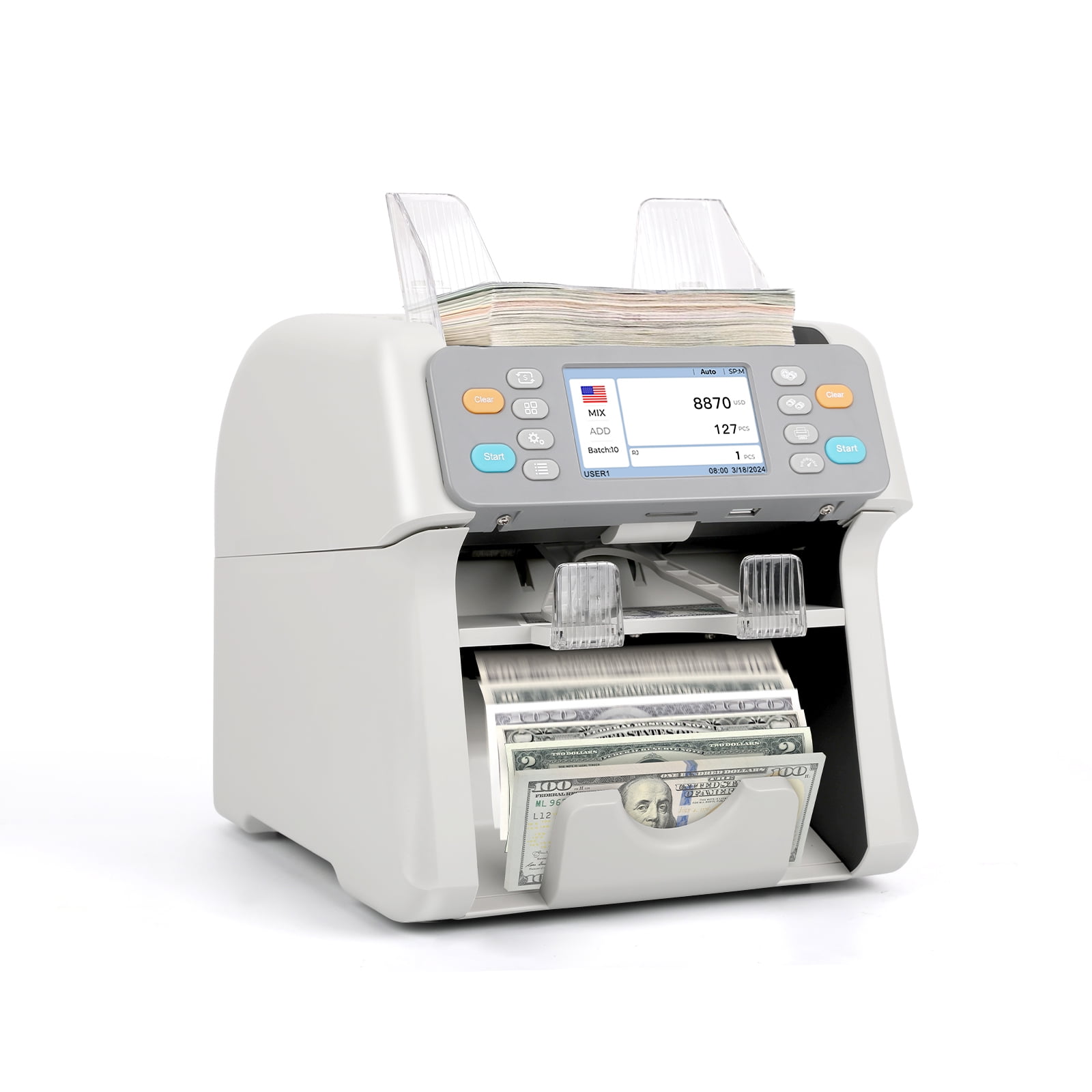 RIBAO MC-165 Two-Pocket Mixed Denomination Money Counter Machine, Value ...