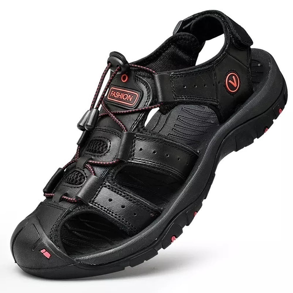 RIBONGZ Men's Closed Toe Water Sandals, Black, Size 11, Rubber Sole ...