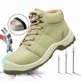 RIBONGZ Men's Steel Toe Work Boots Anti smashing Puncture-resistant ...