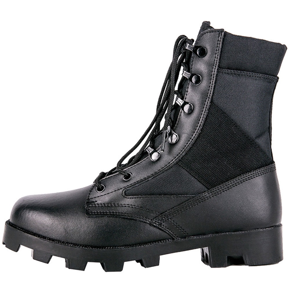 RIBONGZ Mens Jungle Boots Lightweight Lace up Work Shoes Leather ...