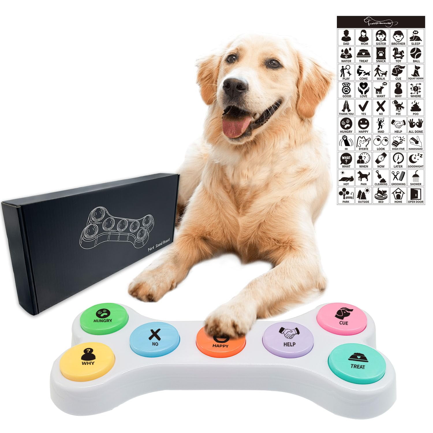 RIBOSY Dog Buttons for Communication, 7 in 1 Dog Talking Button Set ...