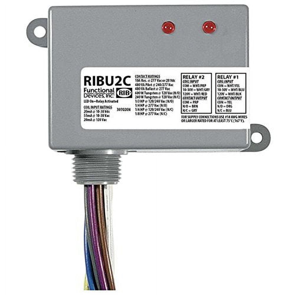 RIBU2C 10 AMP, 10-30 VDC/AC, 120 VAC Coil, 16 INCH Wire Size, 2 ...