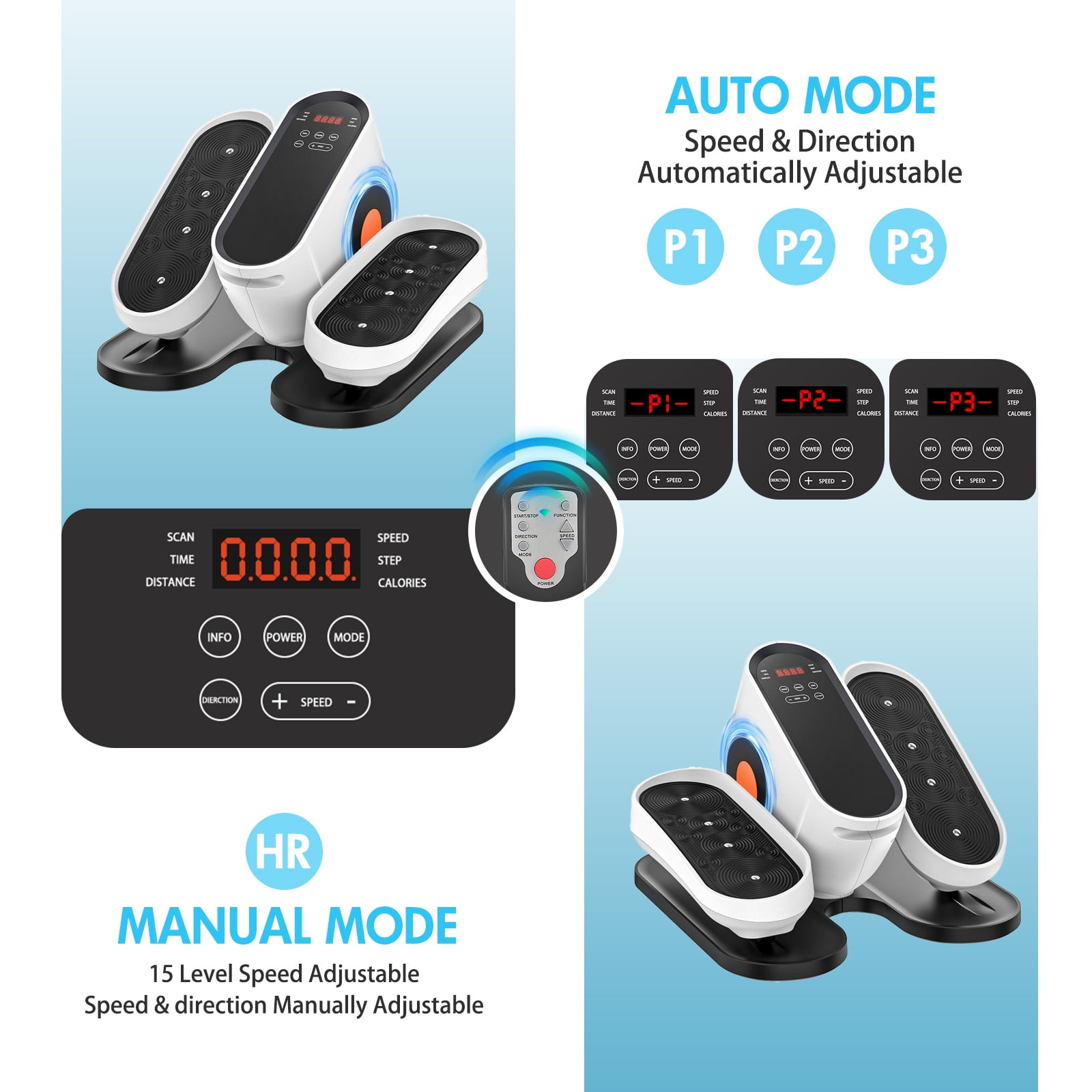 RICAN Under Desk Elliptical, Quiet Electric Seated Ellipse Exerciser ...