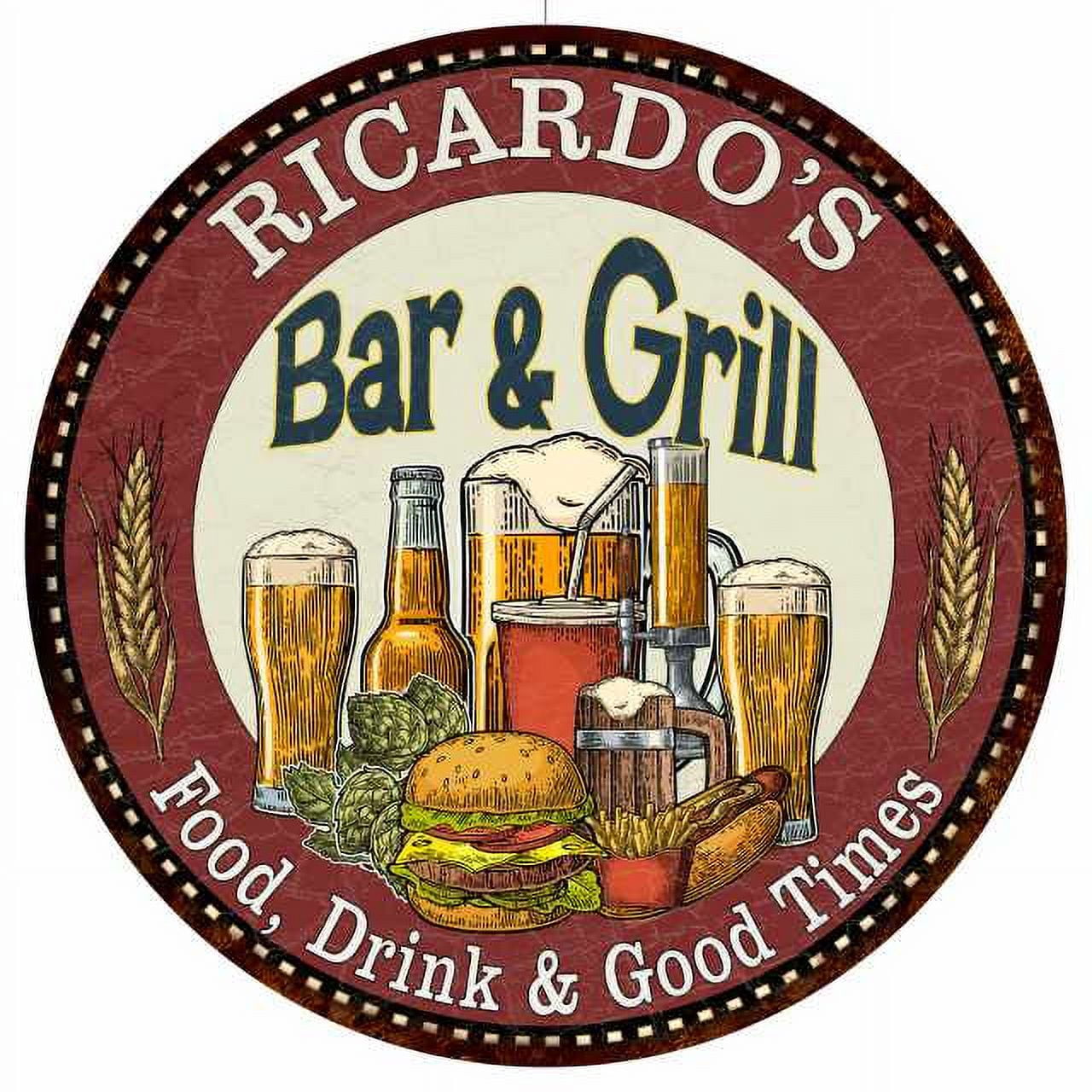 RICARDO'S Bar and Grill 14" Round Metal Sign Kitchen Wall Decor ...