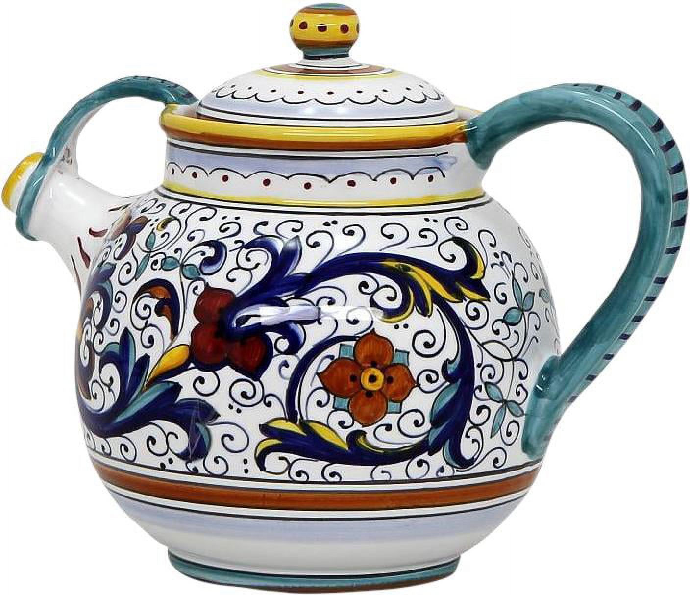 RICCO DELUXE Tea Pot Service Items Deruta Majolica Yellow Gold Emerald ...