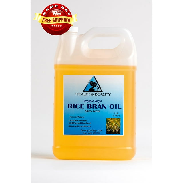 Organic Unrefined Cold Pressed Virgin Rice Bran Oil, 7 LB - Pure ...