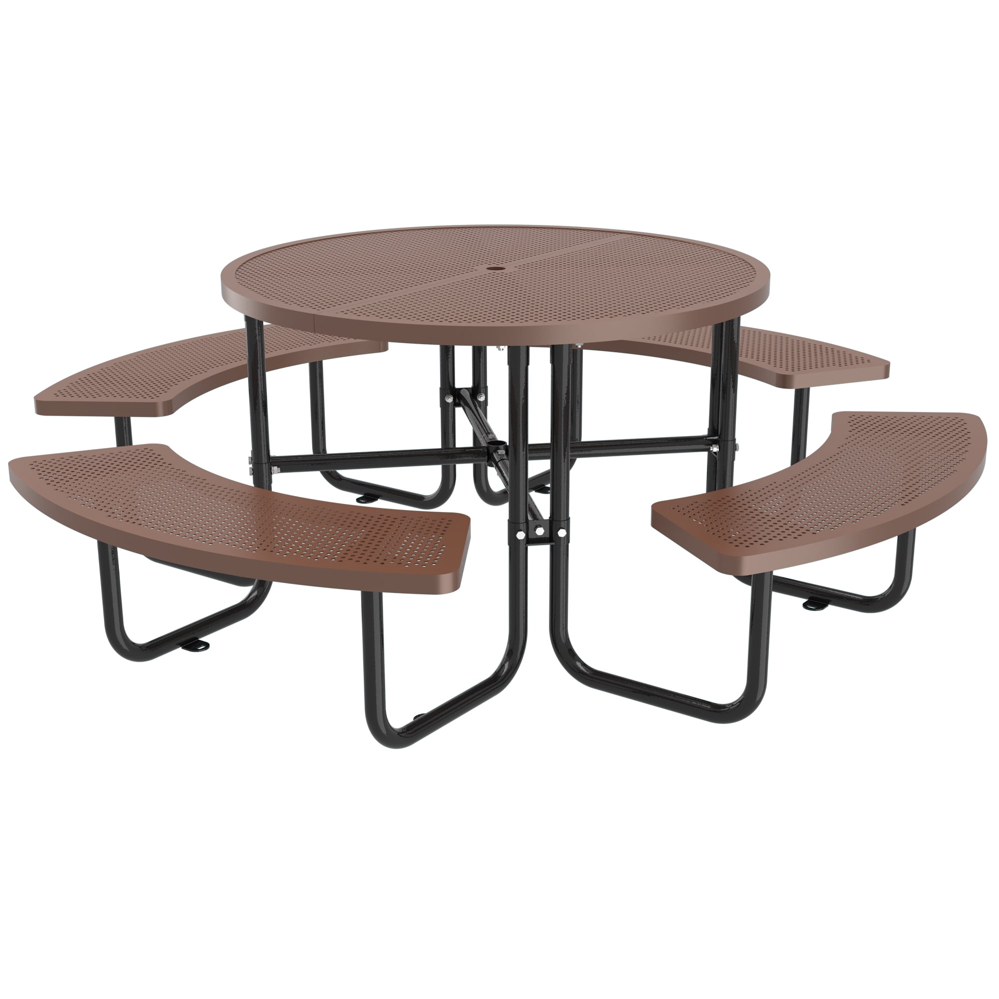 RICH 46" Smooth Edge Round Metal Picnic Table, Brown - Walmart.com