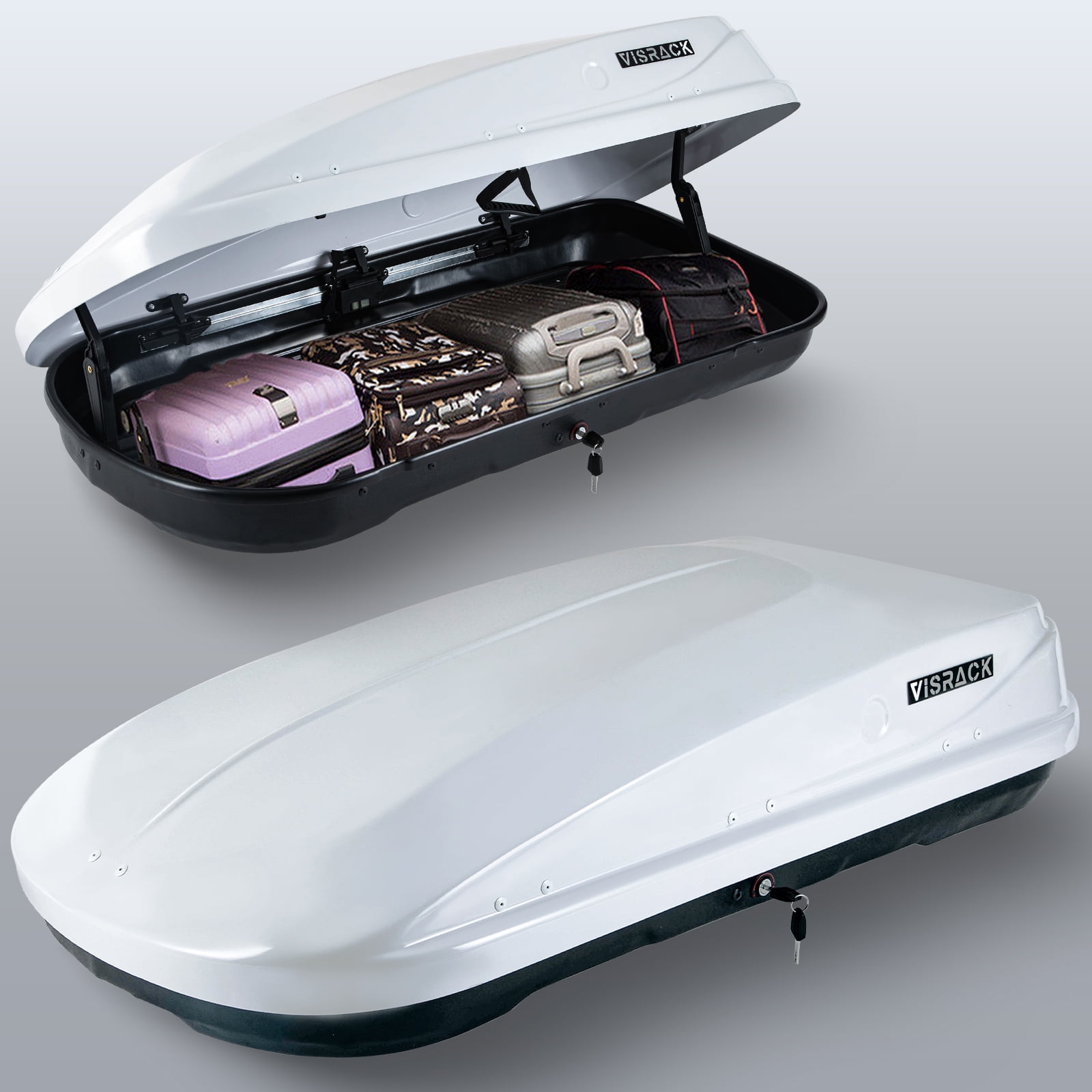 Large Car Top Hard Shell Luggage Carrier, 13 ft¬≥ Waterproof, White, 56 ...