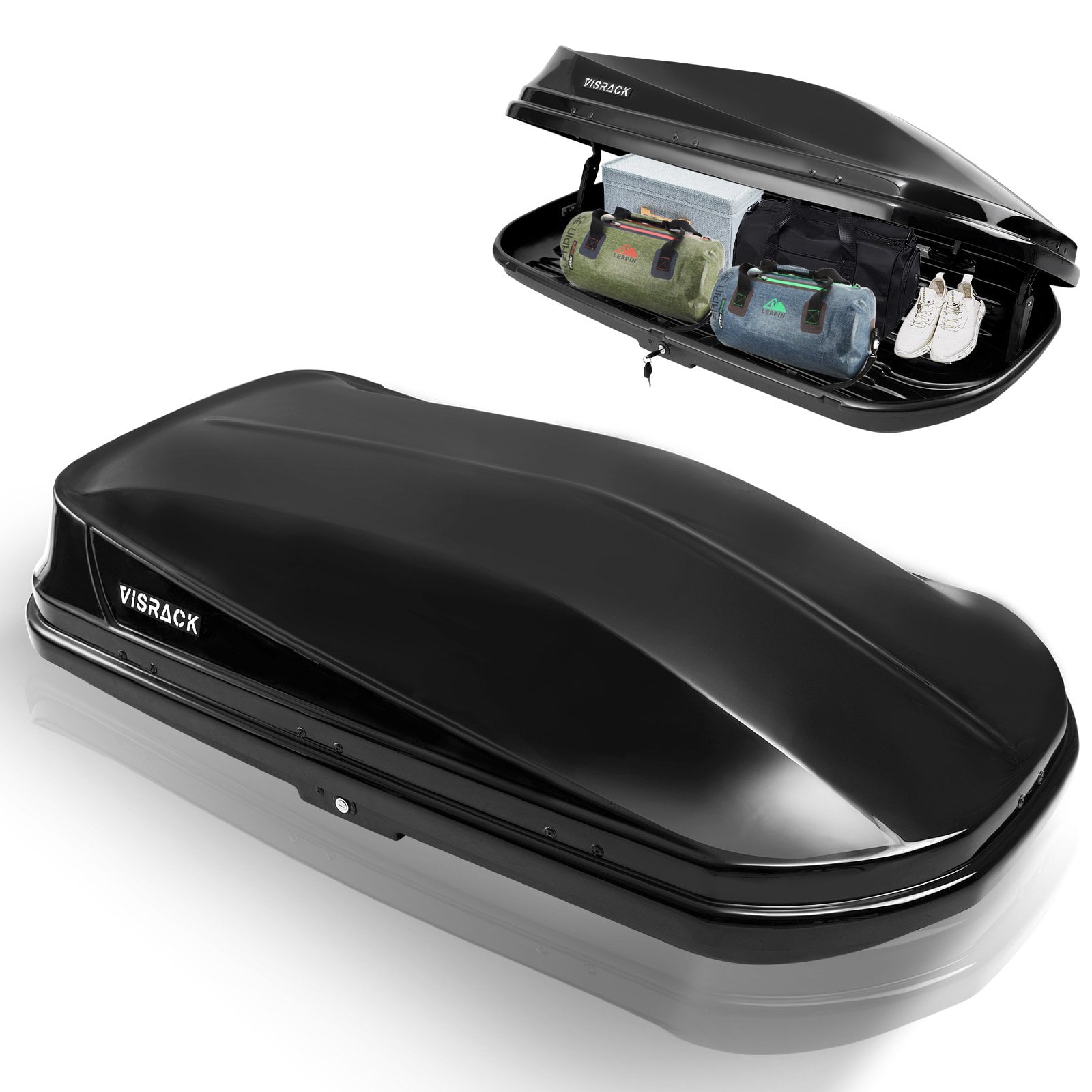 RICH Large Hard Shell Rooftop Cargo Box Black, 14 Cubic Feet - Walmart.com