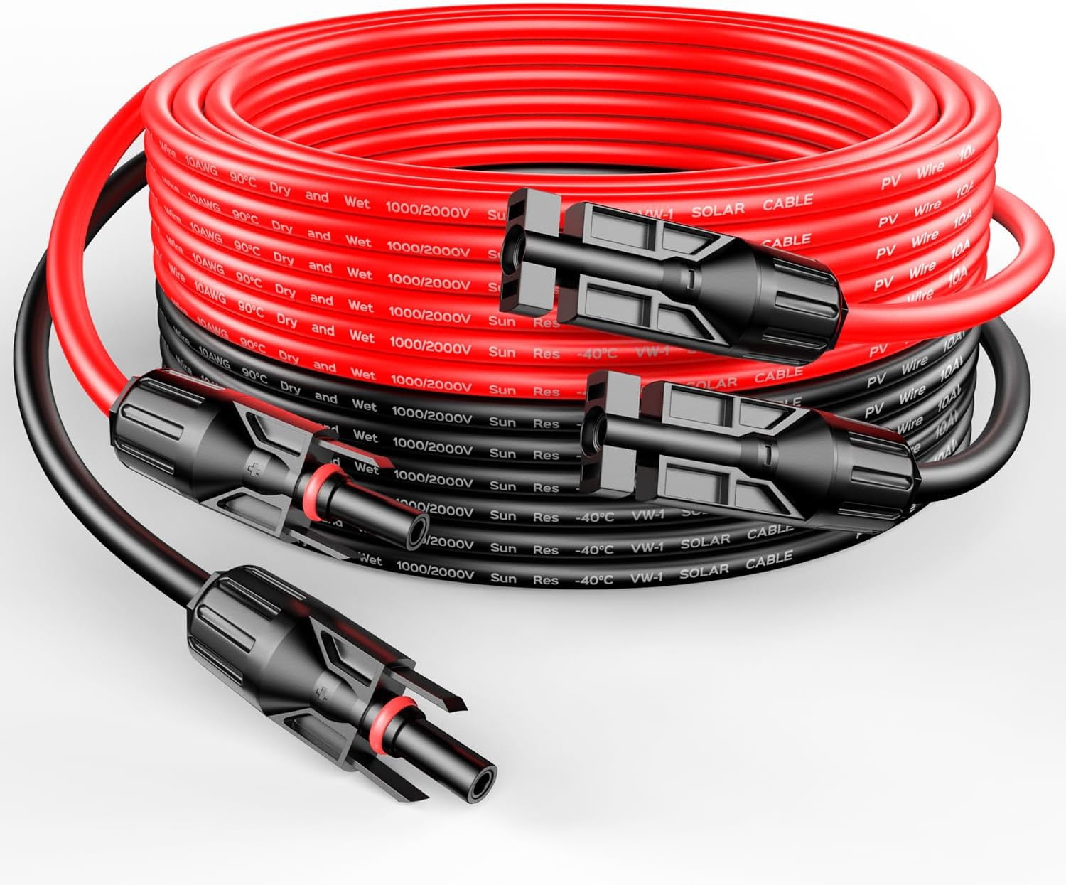 RICH SOLAR 10 Gauge 10AWG One Pair 20 Feet Red + 20 Feet Black Solar ...