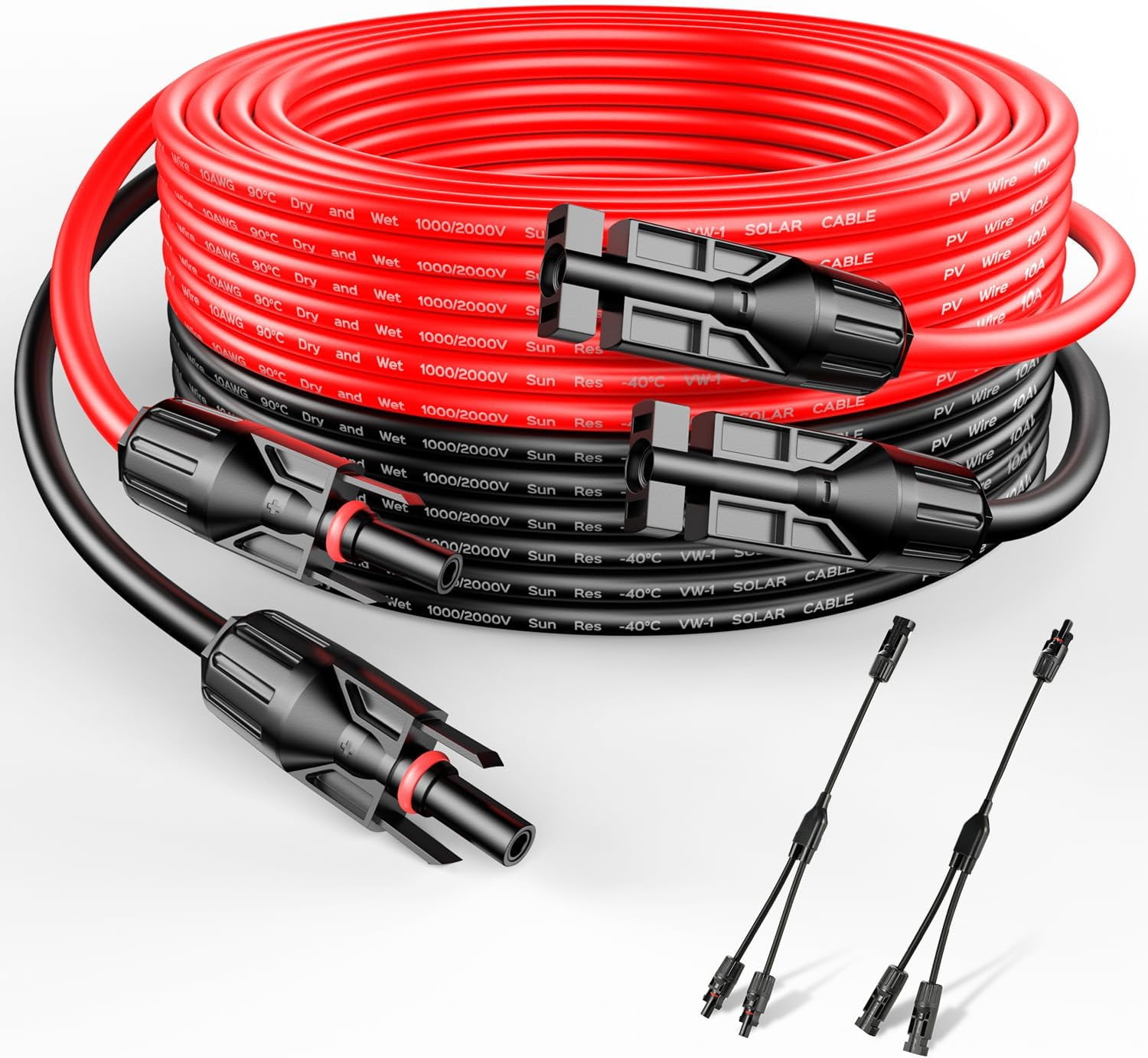 RICH SOLAR 10 Gauge 10AWG One Pair 30 Feet Red + 30 Feet Black Solar ...